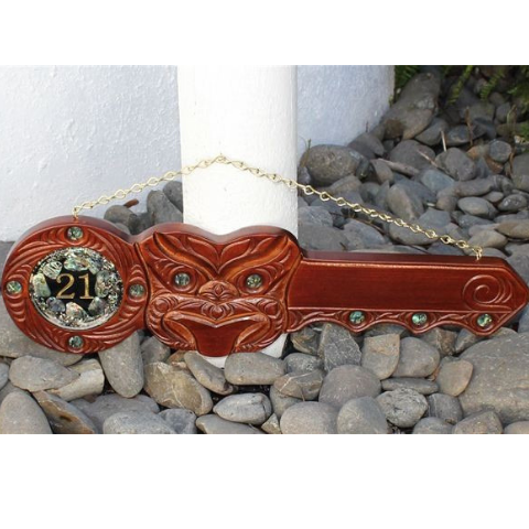 Paua Mask - 21st Key - Wooden 21st Birthday Keys – An Eye 4 Art